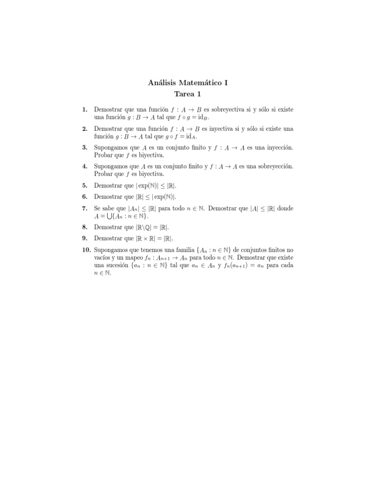 22p Analisis Matem 1 Tarea 01 | PDF