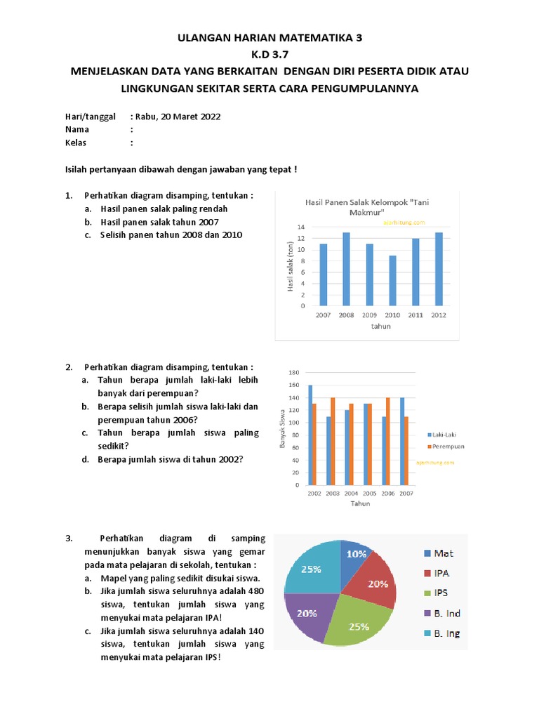Ulangan Harian Mtk 3 Kd 3 7 Pdf