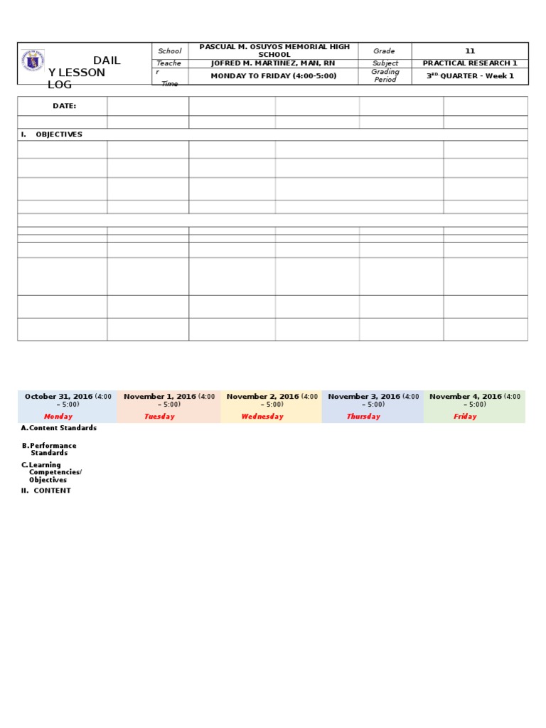 Toaz - Info Practical Research 1 DLL Week 1 PR | PDF | Inquiry Based Learning | Education Theory