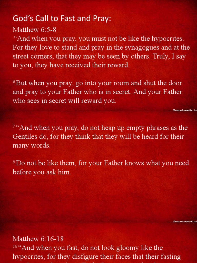 God's Call To Fast and Pray:: Fasting and Prayer (Sat. Service) | PDF ...