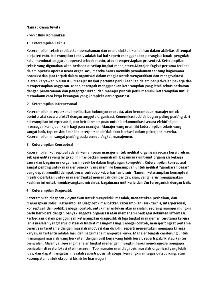 KETERAMPILAN MANAJER | PDF