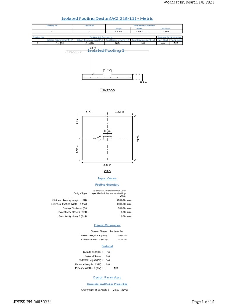 5 Design of Isolated FTG 1 | PDF | Materials | Mechanics