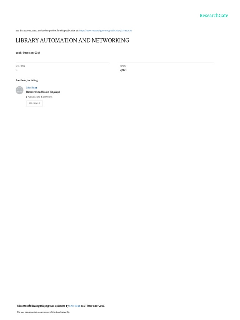 Library Automation and Networking: December 2019 | PDF | Libraries ...