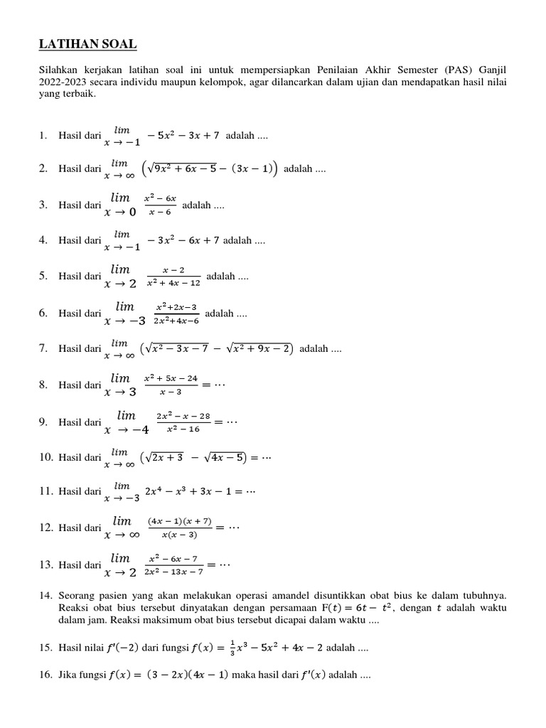 Kisi-Kisi PAS Ganjil XII 2022 | PDF