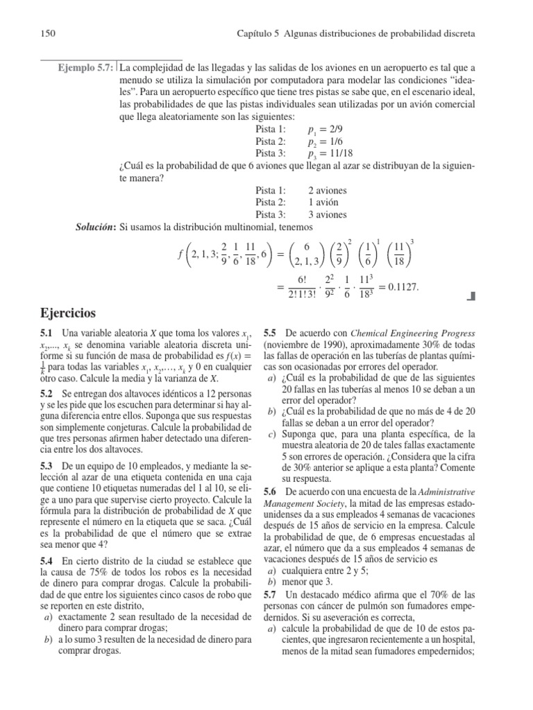 Ejercicios: Ejemplo 5.7 | PDF | Probabilidad | Variable aleatoria