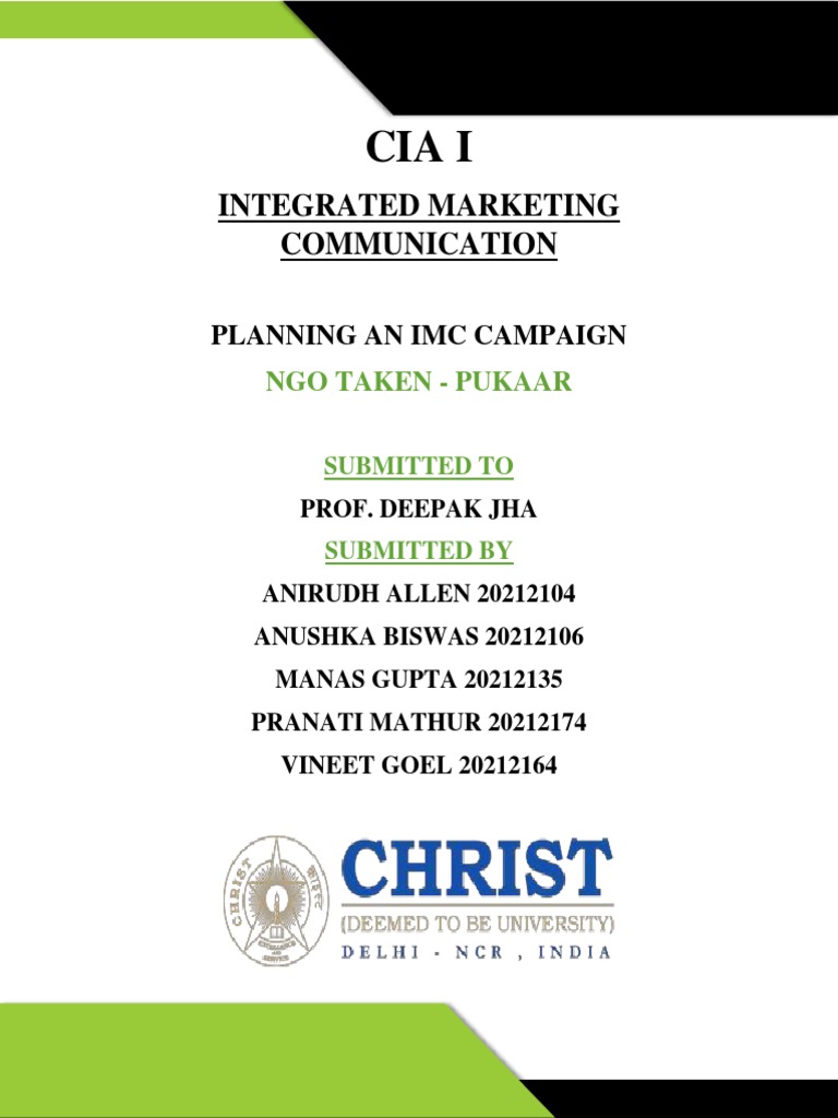 Planning An IMC Campaign For An NGO | PDF | Target Audience | Social Media