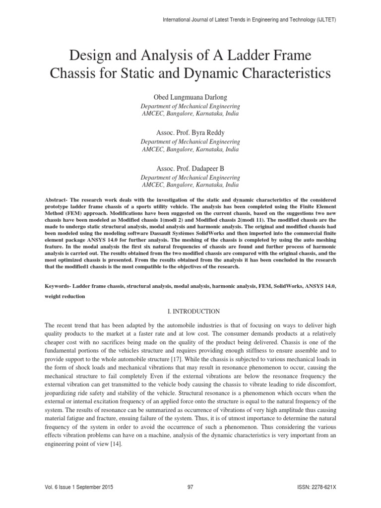 Design and Analysis of A Ladder Frame | PDF | Strength Of Materials ...