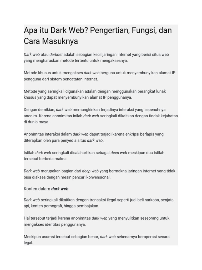 Memahami Dark Web: Pengertian dan Akses | PDF | Komputer