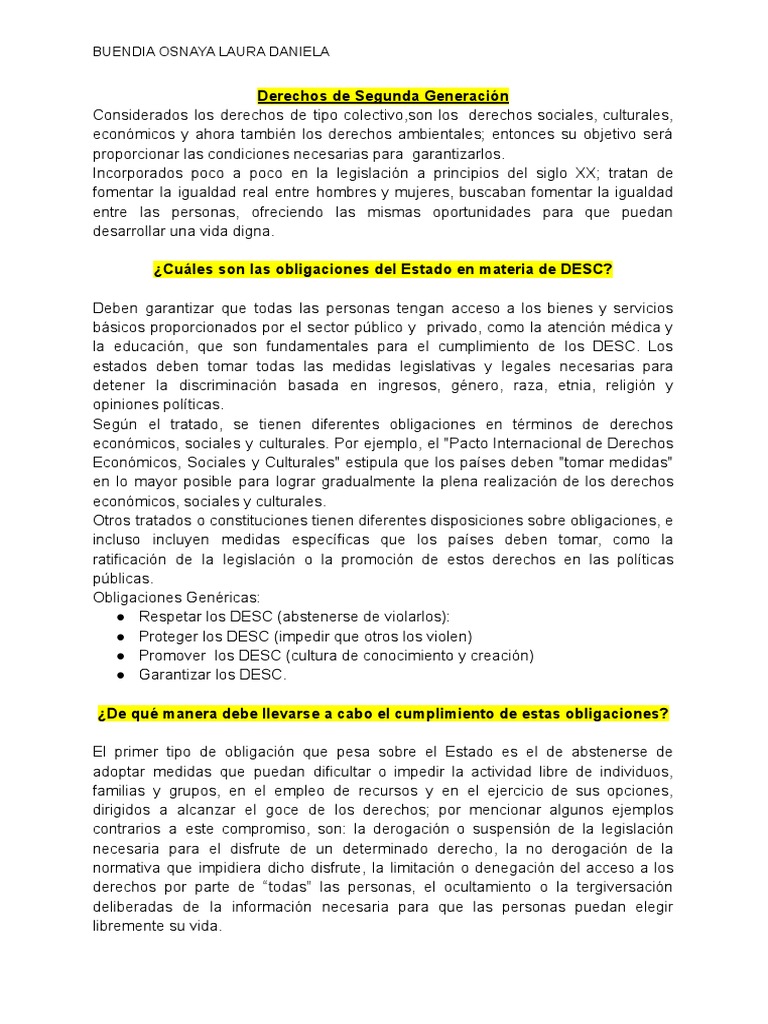 Derechos de Segunda Generación | PDF | Derechos humanos | Justicia