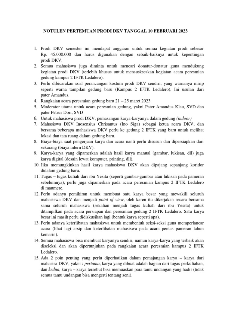 Rapat Pertemuan Prodi DKV | PDF
