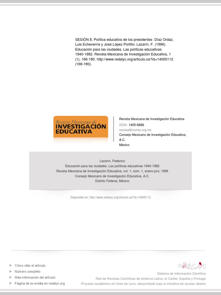 Lazarín, F. (1996) - Educación para Las Ciudades. Las Políticas Educativas 1940-1982 | PDF ...