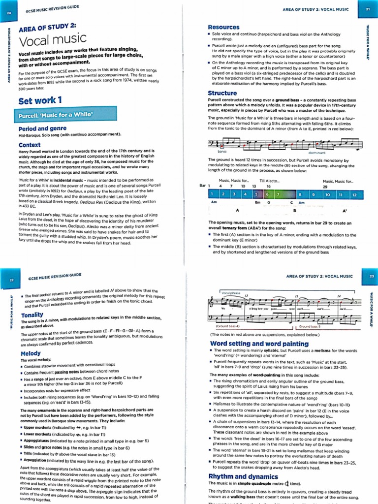 AoS2 Purcell Music For A While Revision Guide | PDF