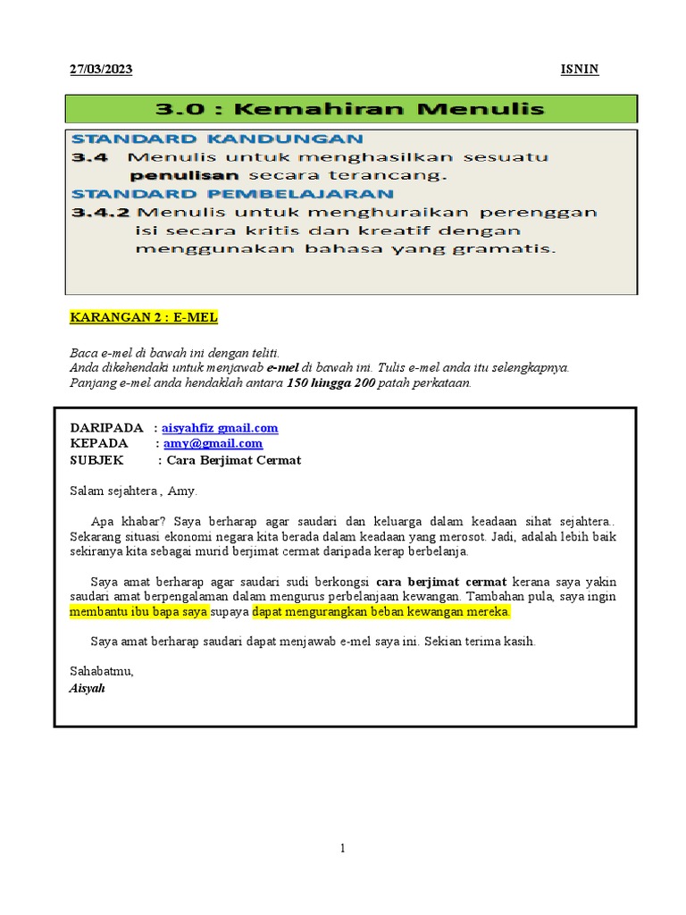 Contoh Soalan Karangan Respon Terhad SPM | PDF