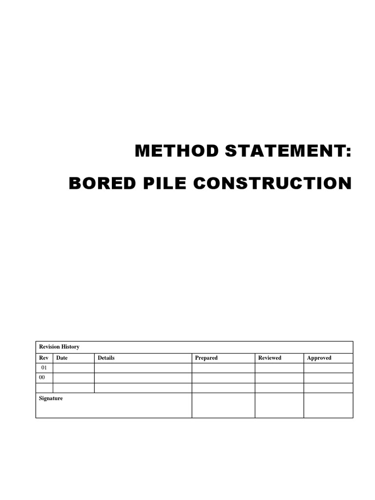 Method Statement For Bored Pile Construction | PDF | Deep Foundation ...