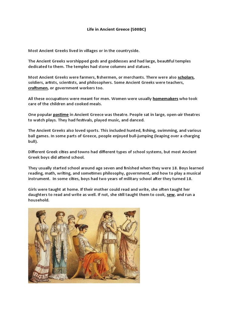 Daily Life in Ancient Greece (500 BC) | PDF