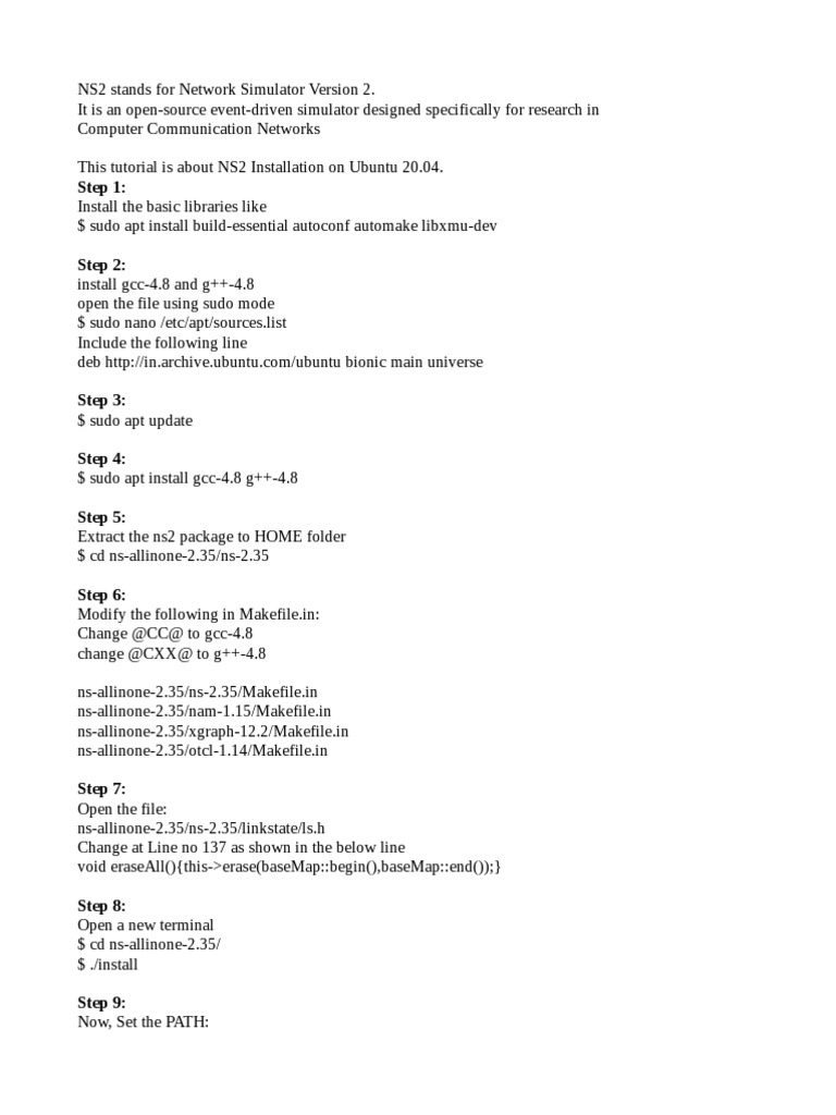 NS2 Installation Steps | PDF | Art | Computers