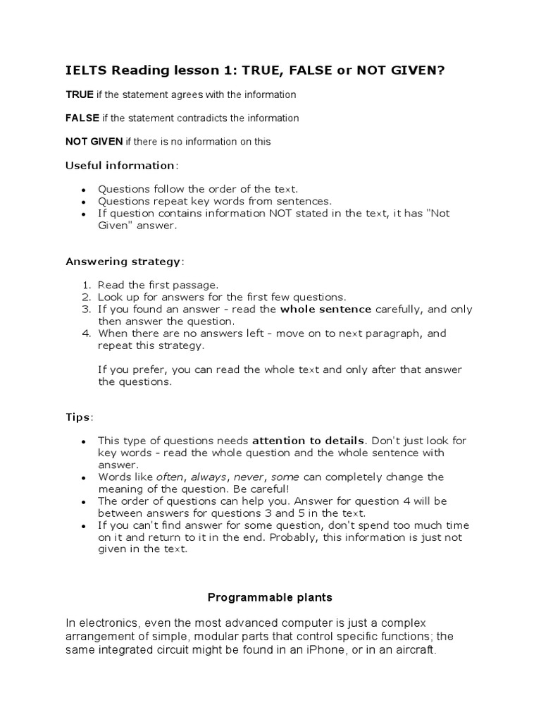 IELTS Reading Lesson | PDF | Leaf | Atoms