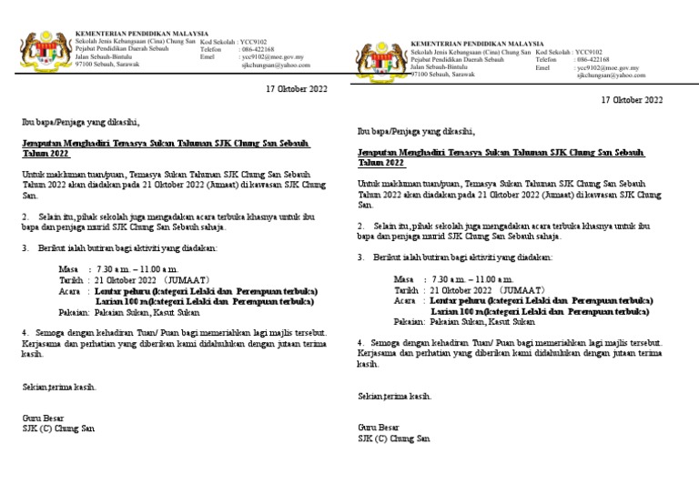 Surat Jemputan KPD Ibubapa | PDF