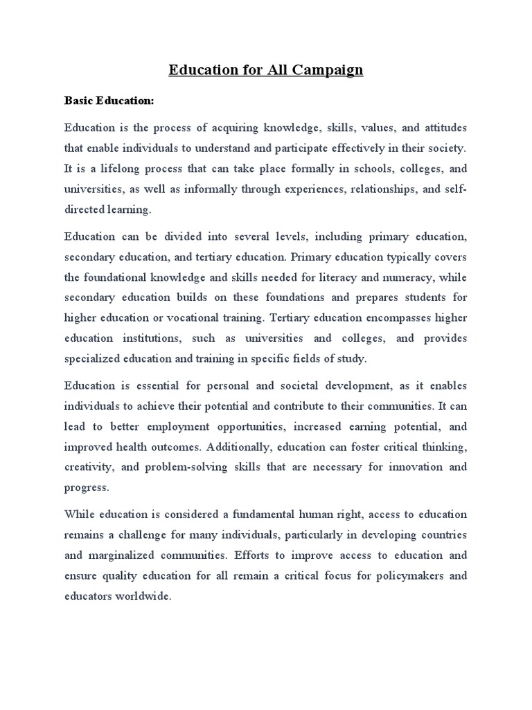 Campaign of Education For All | PDF | Economic Growth | Unesco