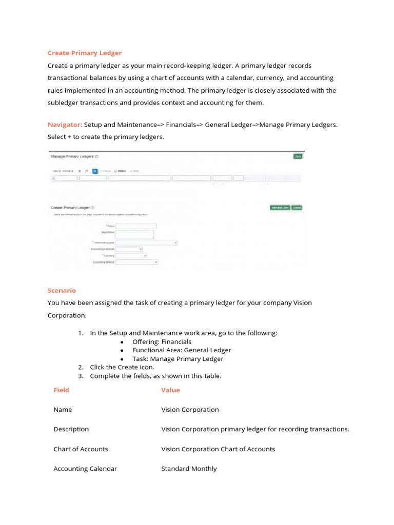 Create Primary Ledger | Download Free PDF | Accounting | Currency