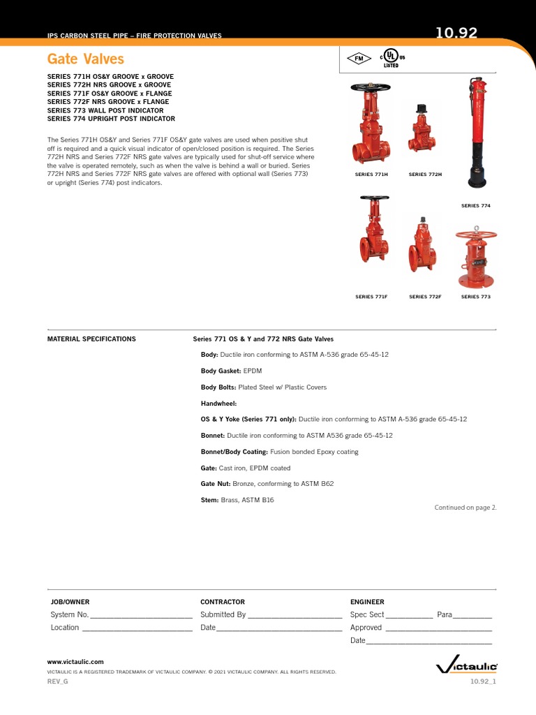 Victaulic H771 | PDF | Pipe (Fluid Conveyance) | Valve