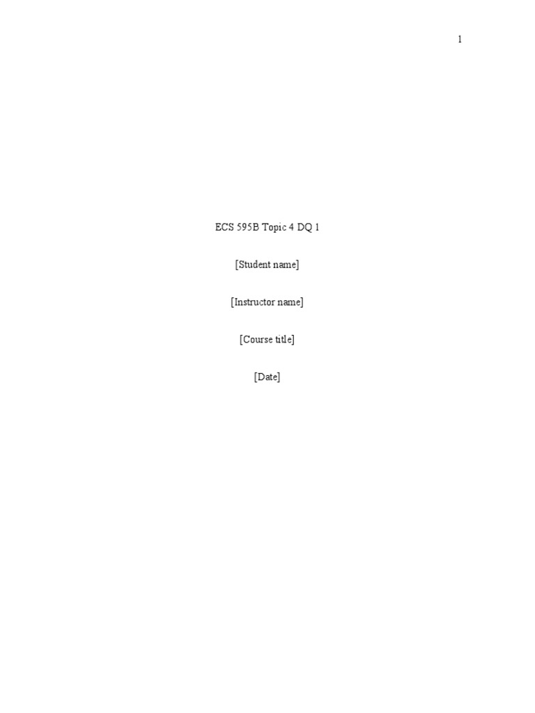 ECS 595B Topic 4 DQ | PDF | Individualized Education Program | Mentorship