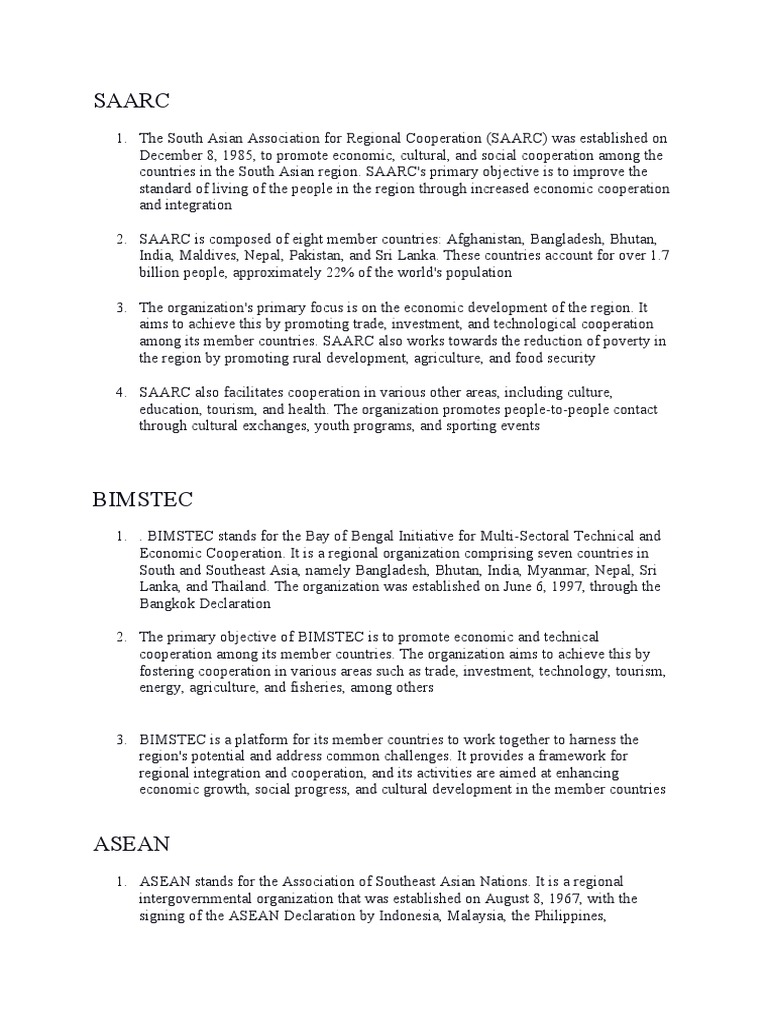 Regional Cooperation Organizations in Asia and Beyond: Comparing ...