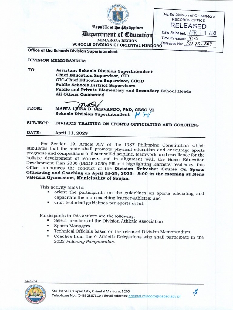 Division Training On Sports Officiating and Coaching | PDF