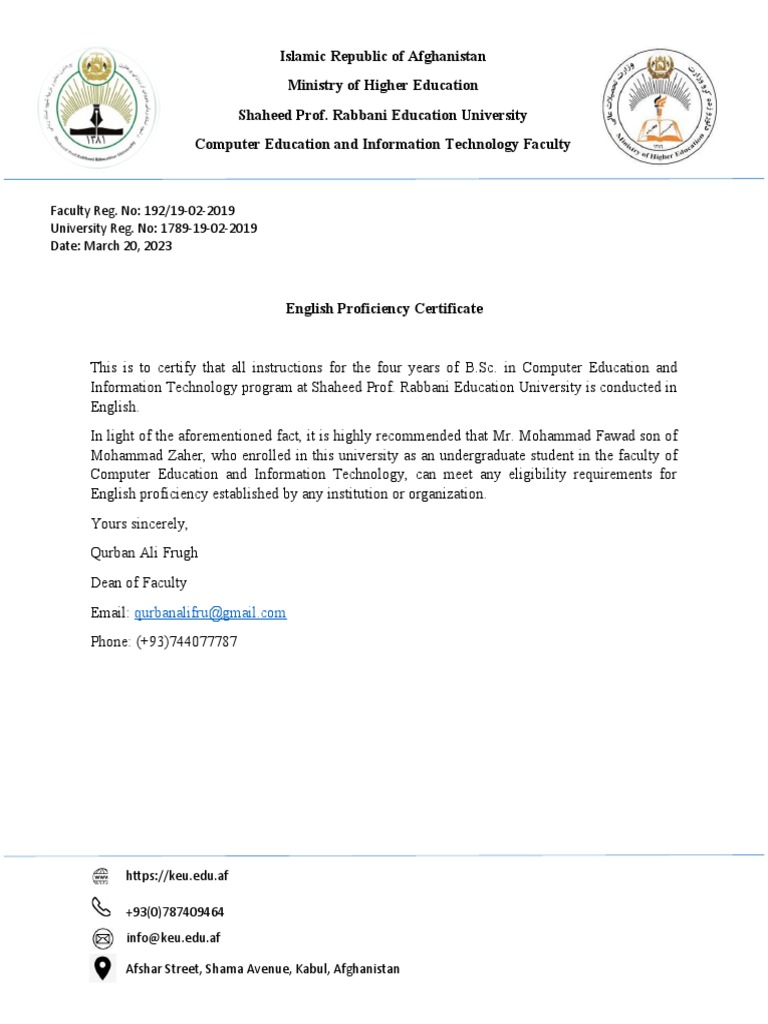 University ENGLISH PROFICIENCY CERTIFICATE | PDF