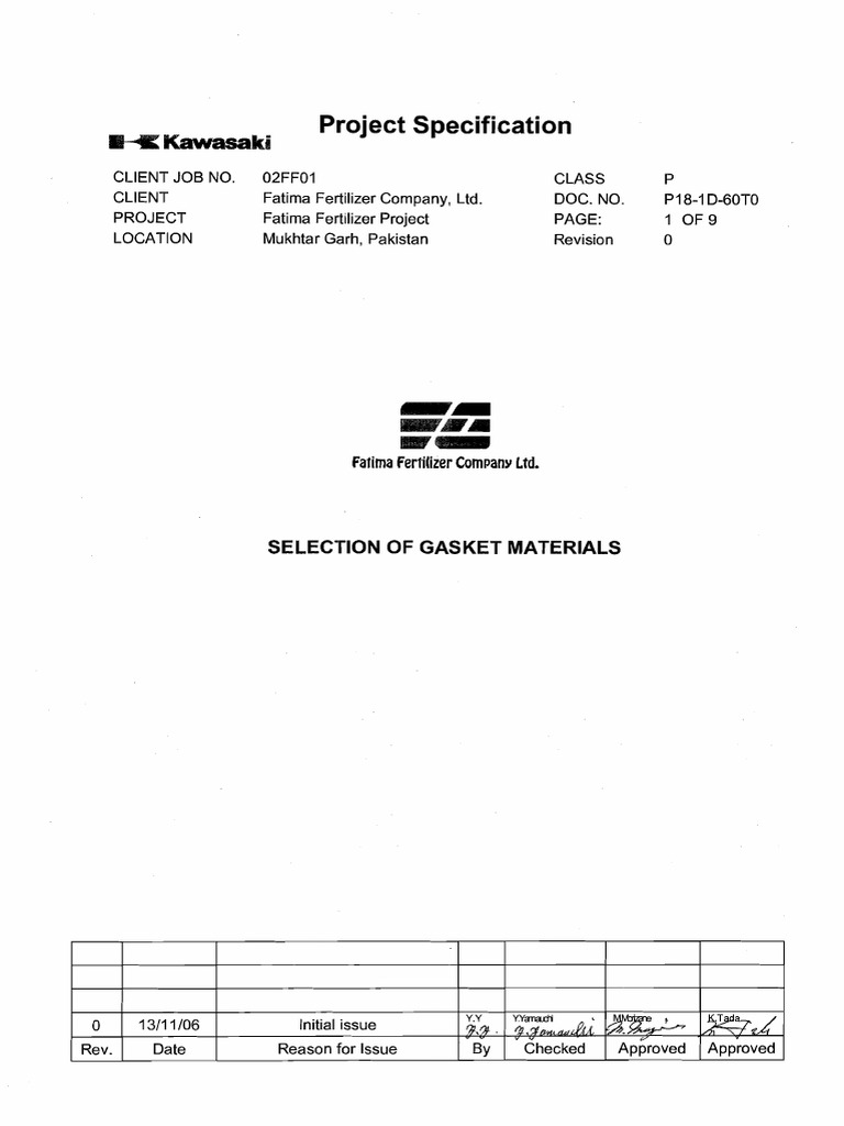 P18-1D-60T0-R0 Selection of Gasket Materials | PDF