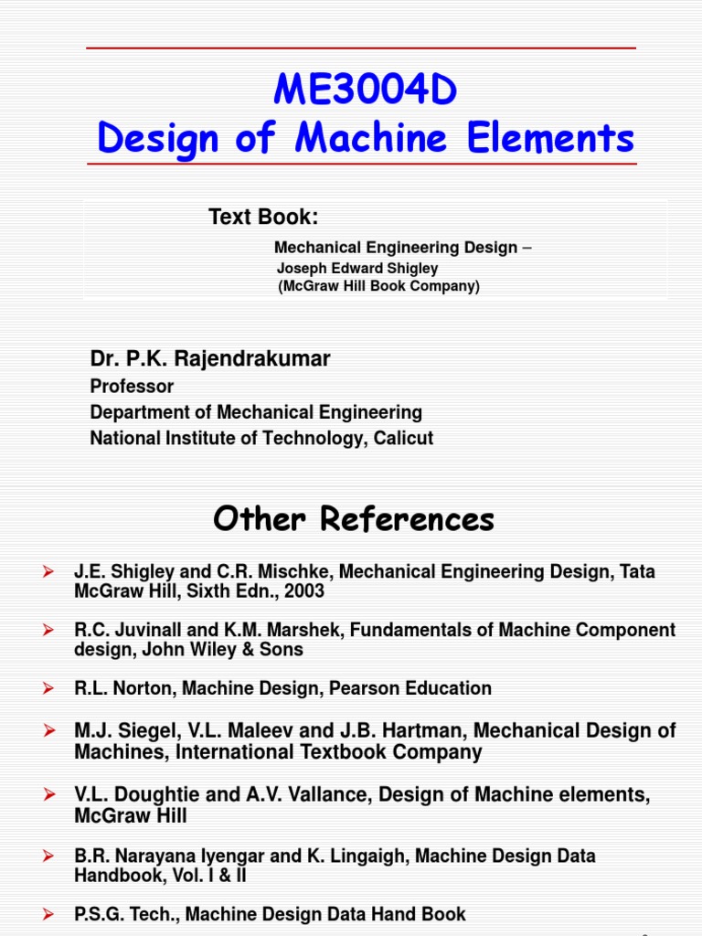 ME3004D Design of Machine Elements: Text Book | PDF | Machines ...