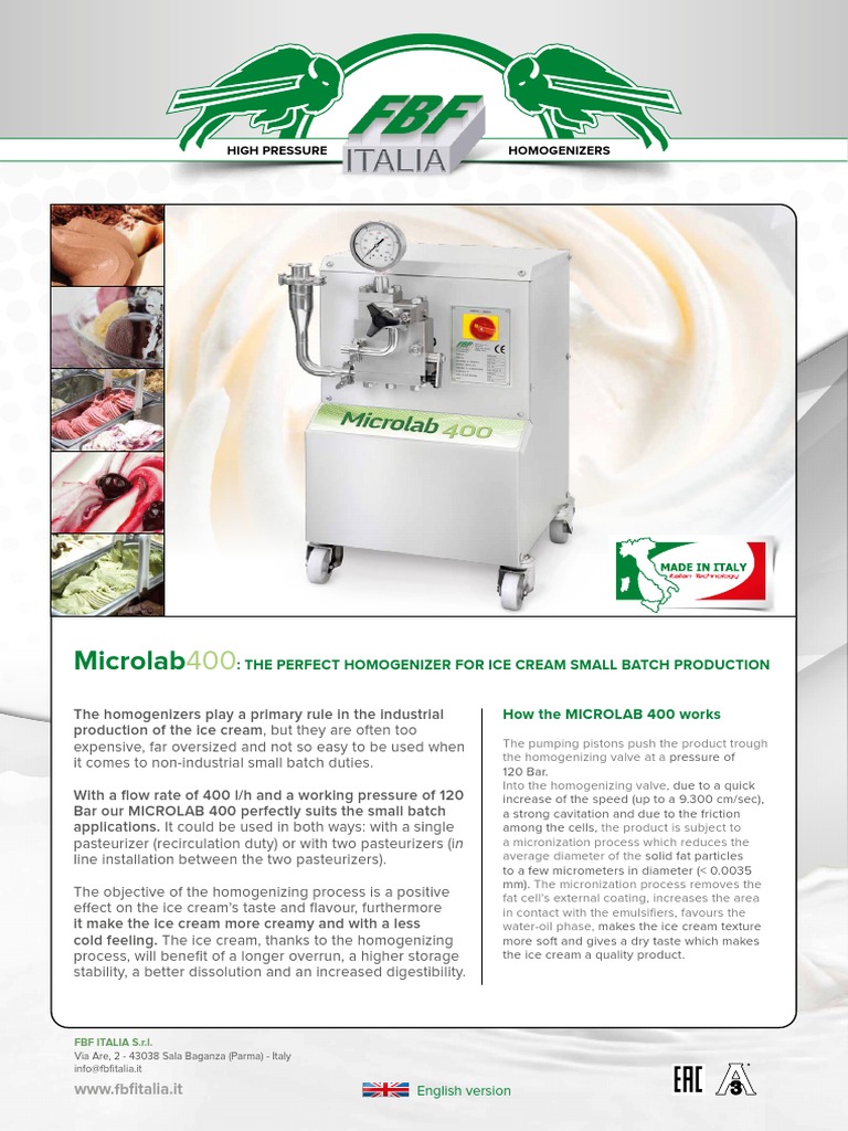 Microlab: High Pressure Homogenizers | PDF | Ice | Pump