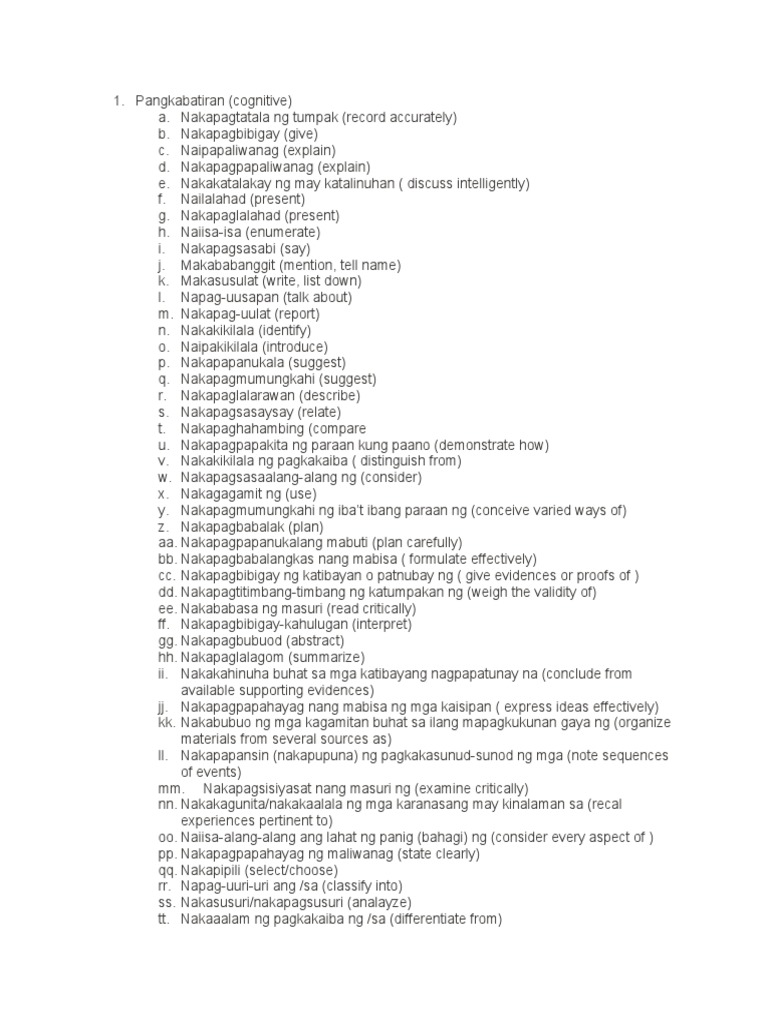 Mga Halimbawa NG Layunin | PDF