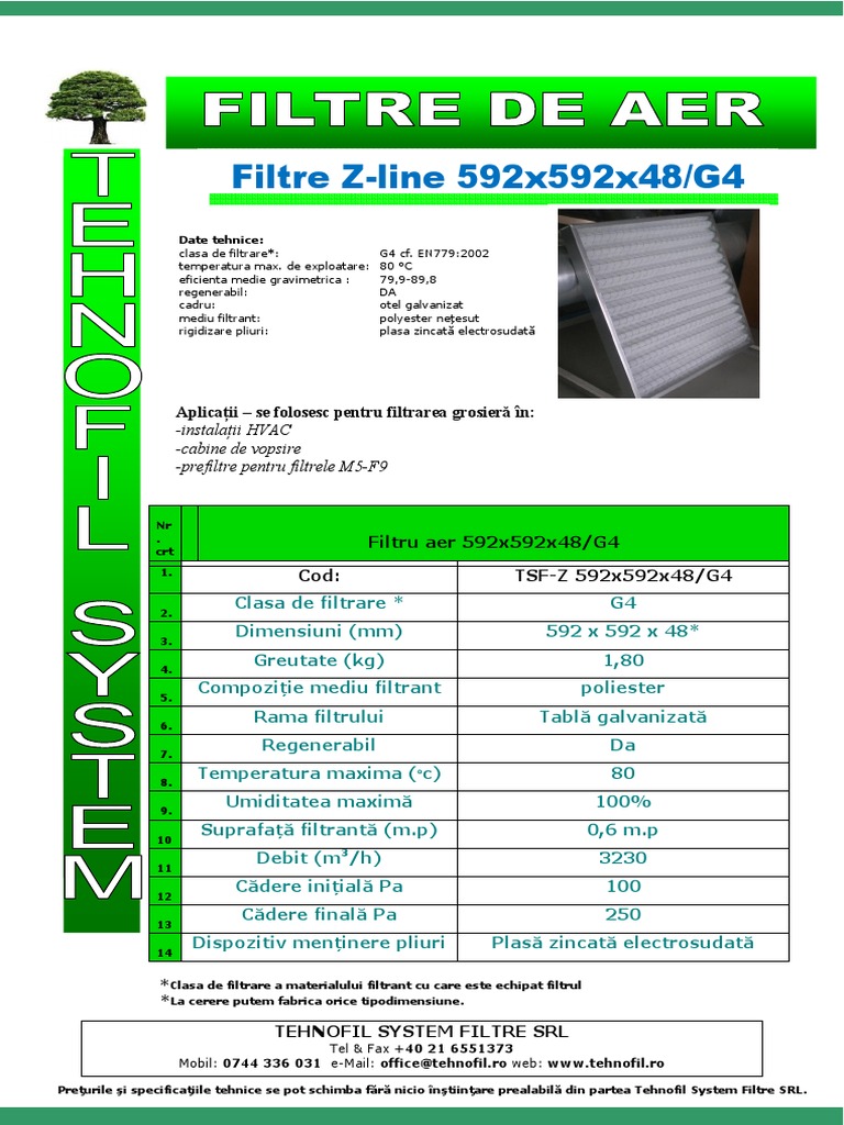 Filtre Z-Line 592x592x48/G4: Produse Ecopur System | PDF