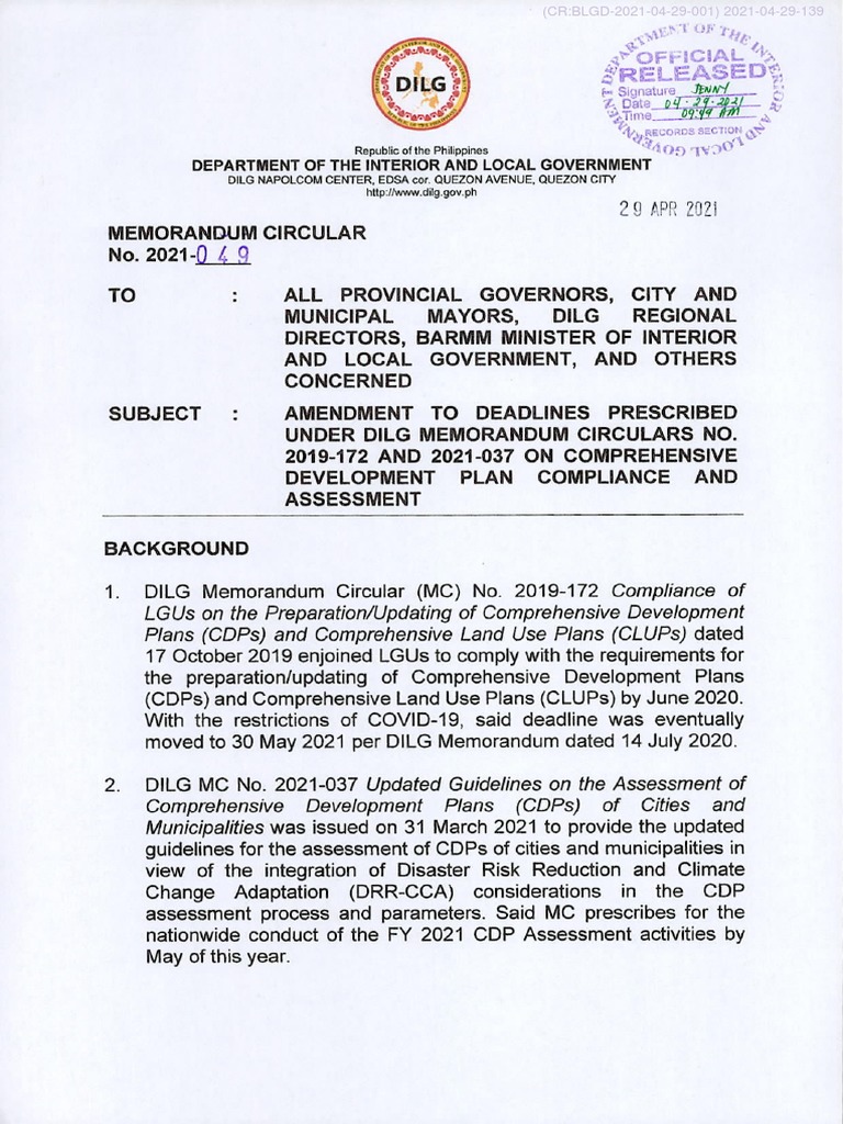 Dilg Memo Circular 2021430 B8a7b07041 | PDF