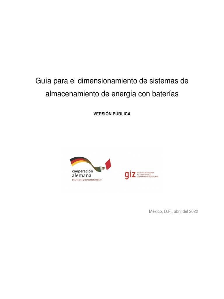 Guía para El Dimensionamiento de Sistemas de Almacenamiento de Energía Con Baterías | PDF ...