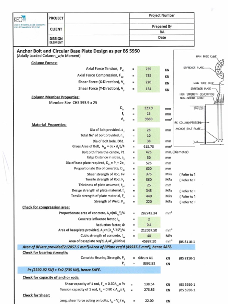 Circular Base Plate Design | PDF
