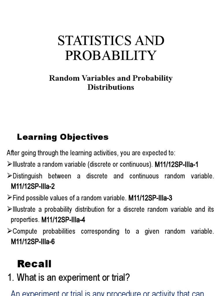 Understanding Random Variables and Probability Distributions Through Examples | PDF ...