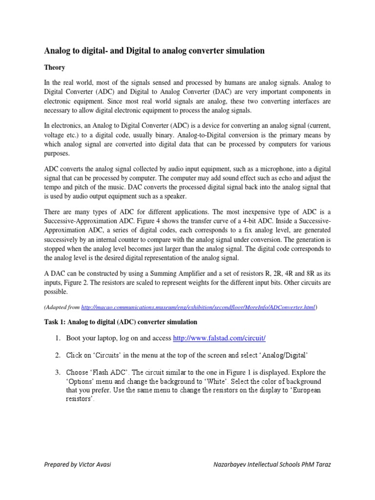 ADC and DAC Simulation | PDF | Analog To Digital Converter | Digital To ...