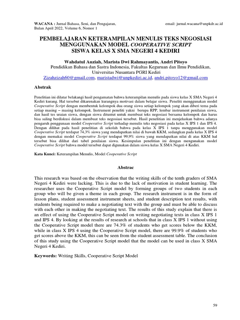 Pembelajaran Keterampilan Menulis Teks Negosiasi Menggunakan Model ...