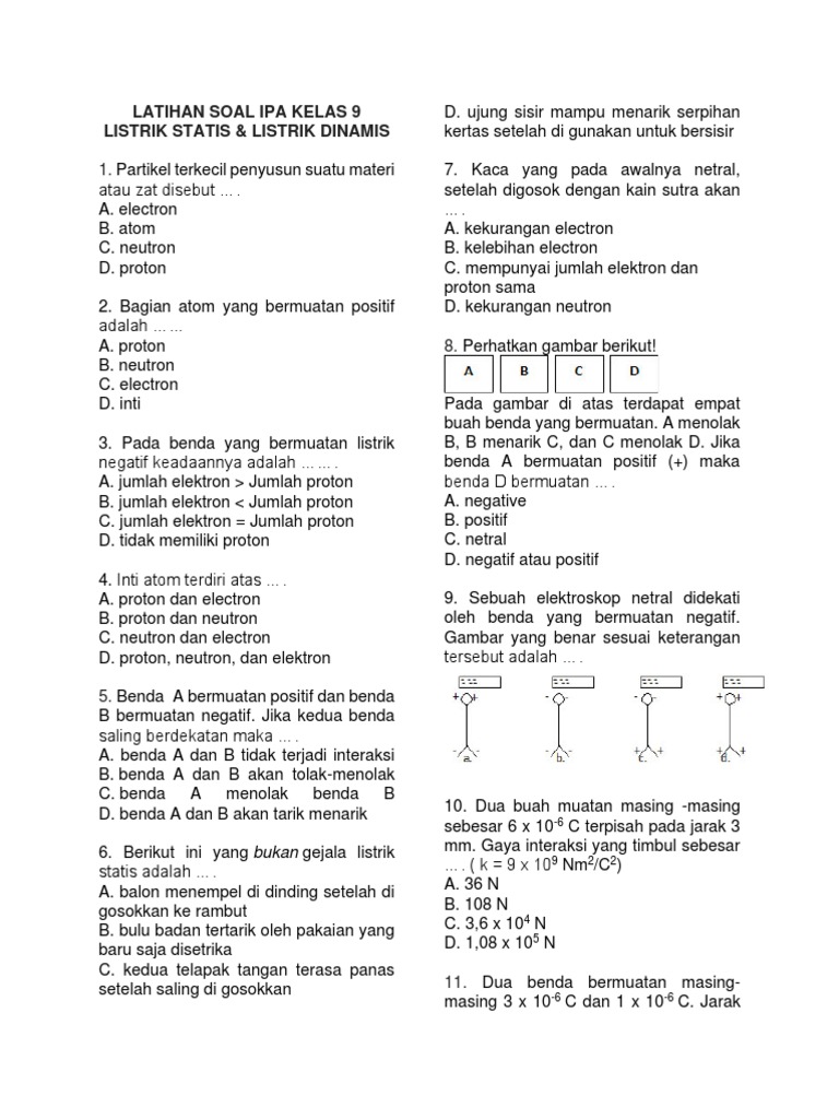 Latihan Soal Ipa Listrik Statis & Dinamis | PDF