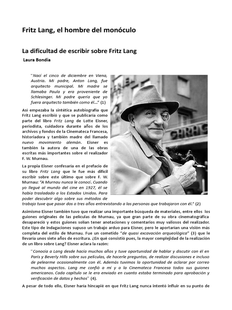 Fritz Lang, El Hombre Del Monóculo | PDF | Joseph Goebbels | nazismo