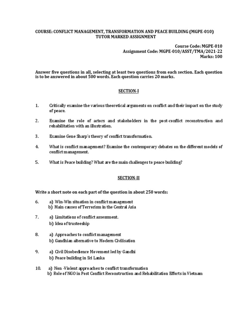MGPE-010 Conflict Management Assignment | PDF