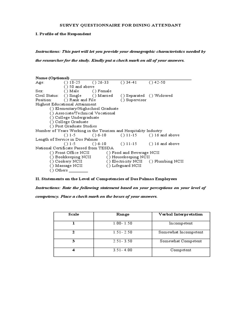Dining Survey | PDF | Restaurants | Psychology
