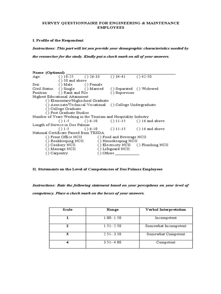 E&m Survey Questionnaire | PDF | Business