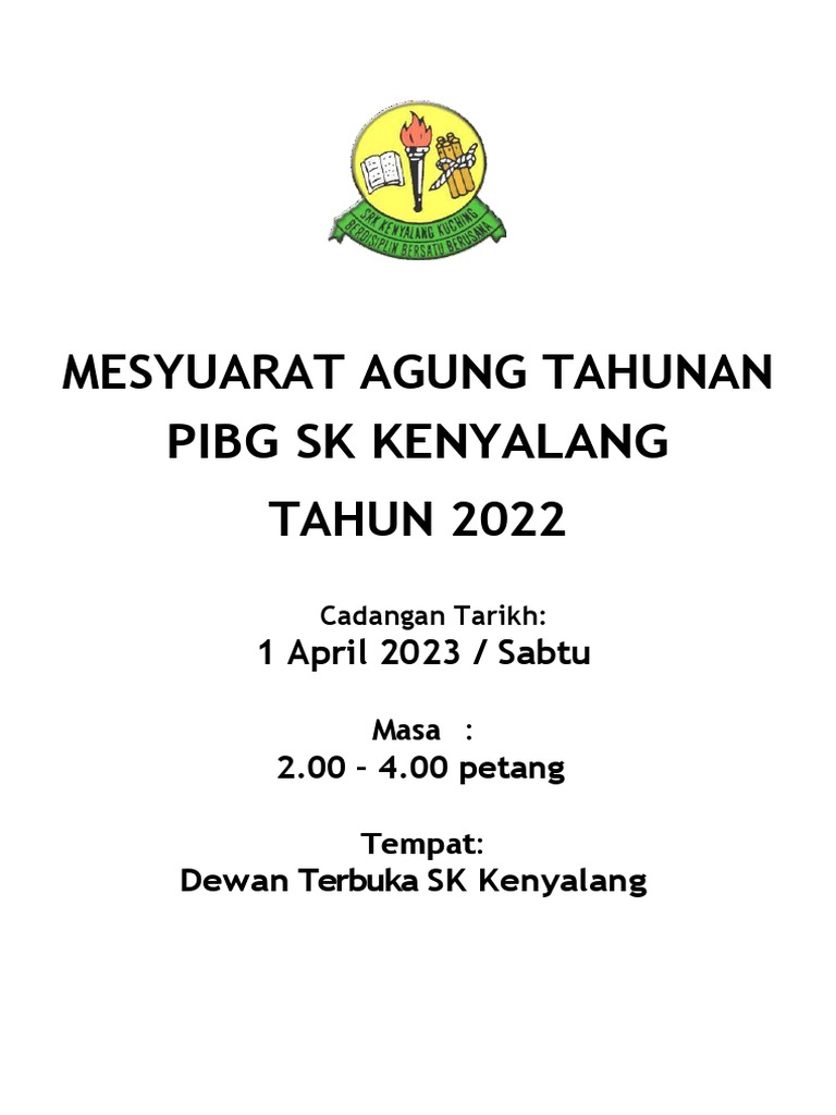 Cadangan Mesyuarat Agung Tahunan SK Kenyalang 2023 | PDF