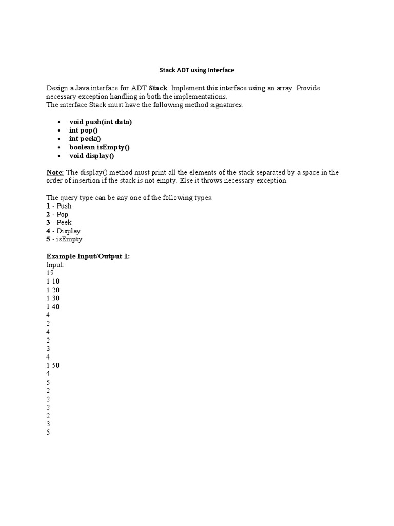 Stack ADT Using Interface | PDF | Computer Engineering | Software Engineering