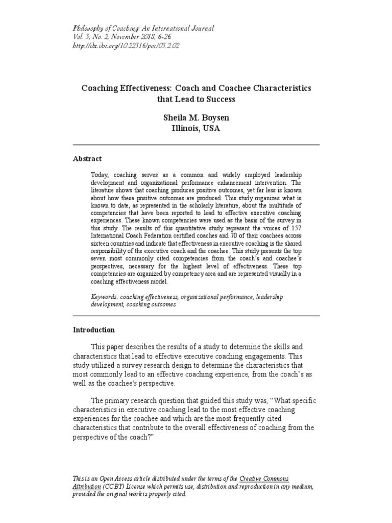 Coaching Effective Coach And Coachee Characteristics Download Free