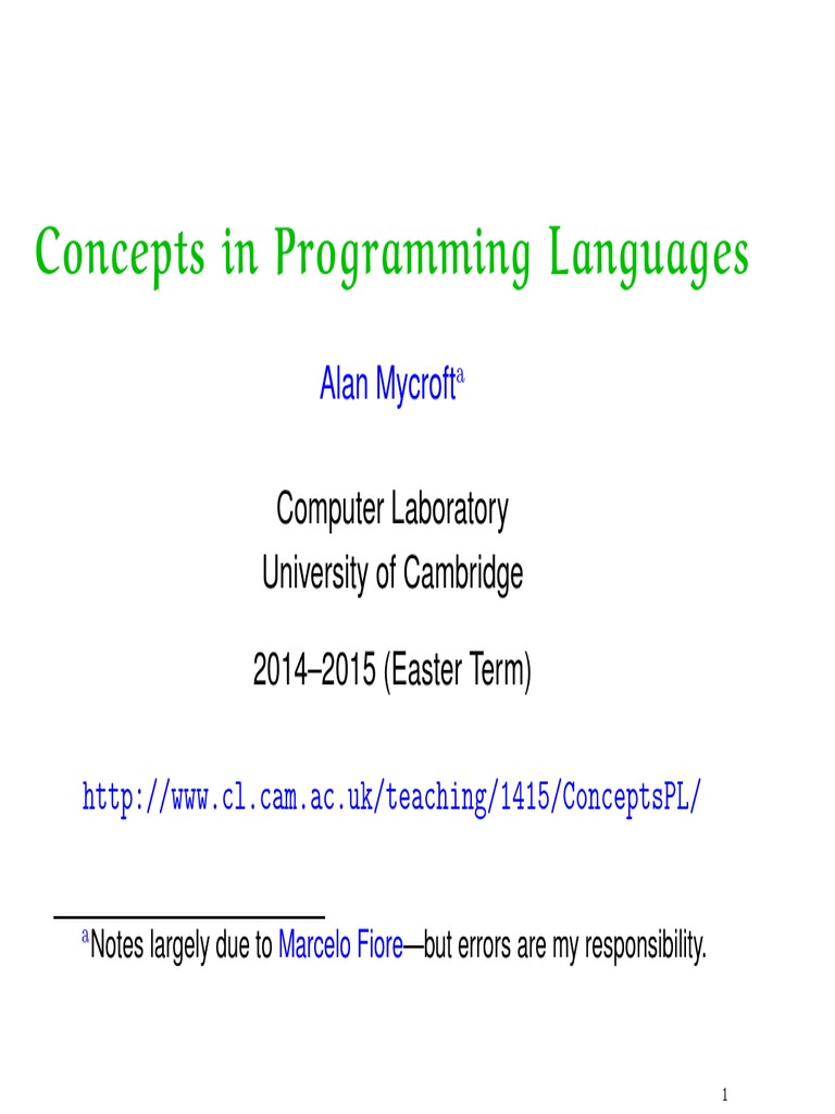 Concepts in Programming Languages: Alan Mycroft | PDF | Inheritance ...
