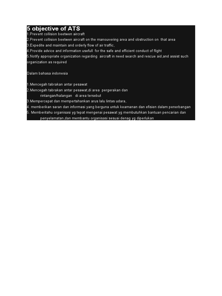 Tujuan Utama ATS dalam Keselamatan Udara | PDF